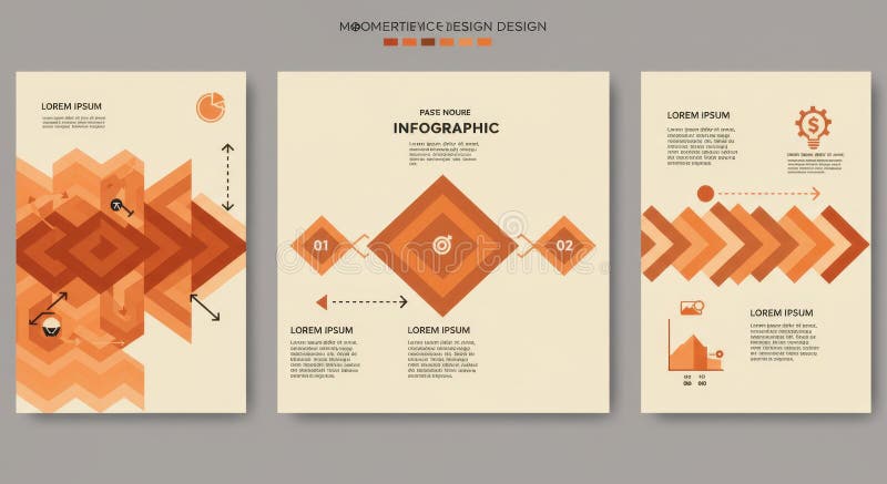 Modern Geometric Infographic Design with Orange and Beige Patterns ...