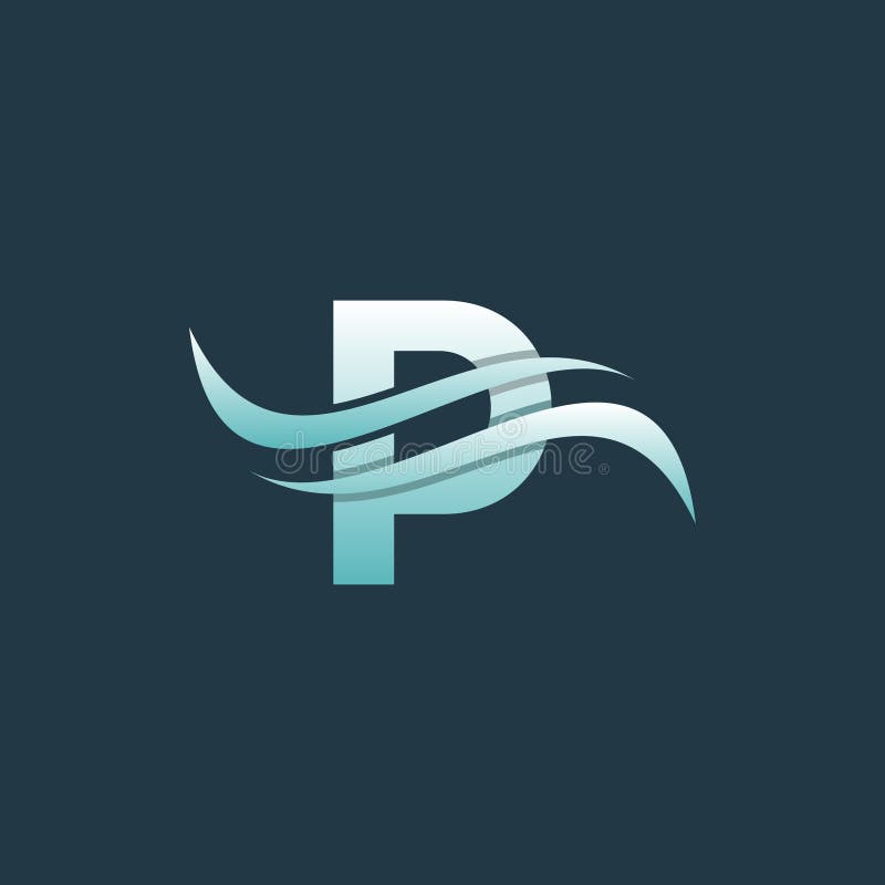 Modern Geometric Initial P Wave Ocean Simple Design Logo Stock Vector ...