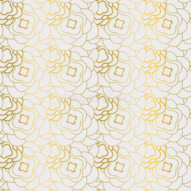 Modern Geometric Layered Seamless Vector Pattern with Gold Flowers ...