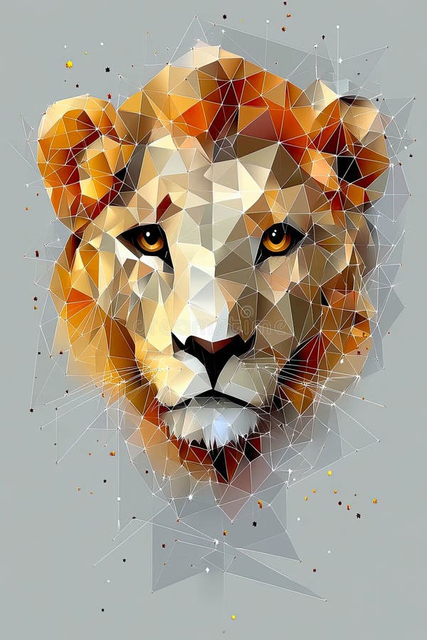 Modern Geometric Lion Face Design Showcasing Strength and Elegance in ...