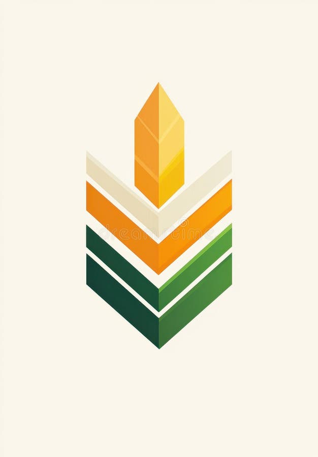 Modern Geometric Logo with Layered Design in Orange and Green Tones on ...
