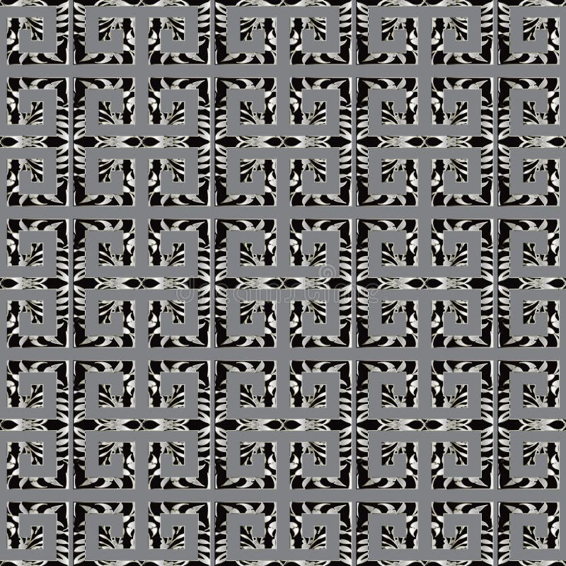 Geometric Meander Seamless Pattern. Black Vector Geometry Abstract ...