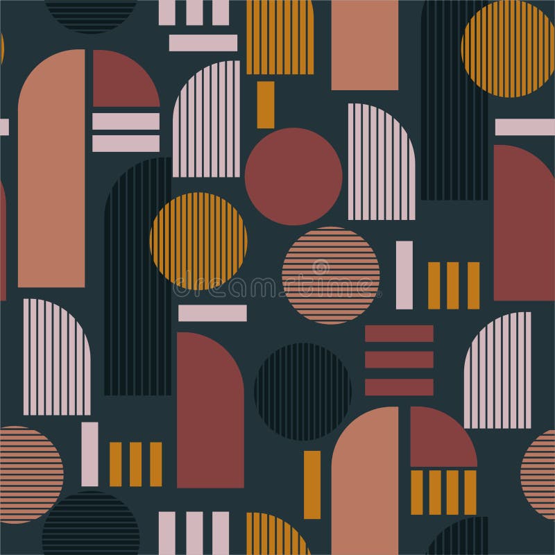 Modern Geometric Mixed Shape with Stripe Seamless Pattern Vector ...