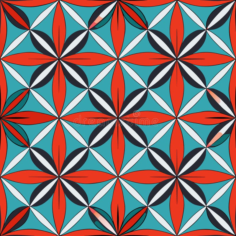 A Geometric Pattern Featuring a Harmonious Blend of Red, Green, Black ...