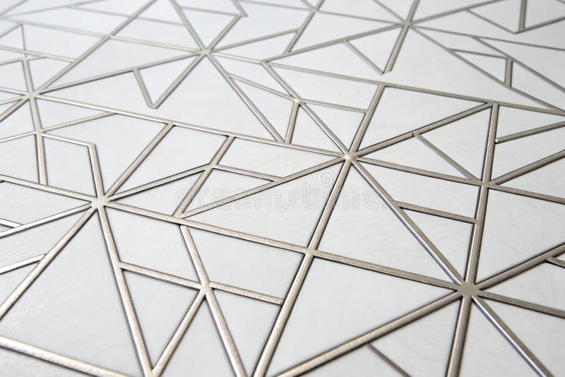 Geometric Metallic Silver Pattern on White Background Stock ...