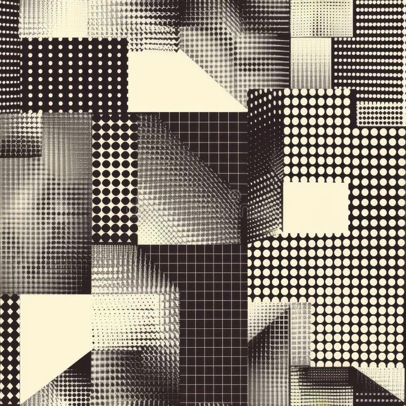 Modern Geometric Patterns and Textures in a Monochrome Palette Stock ...