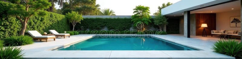 Modern Geometric Pool, Minimalist Landscaping, Architecture, Clean ...