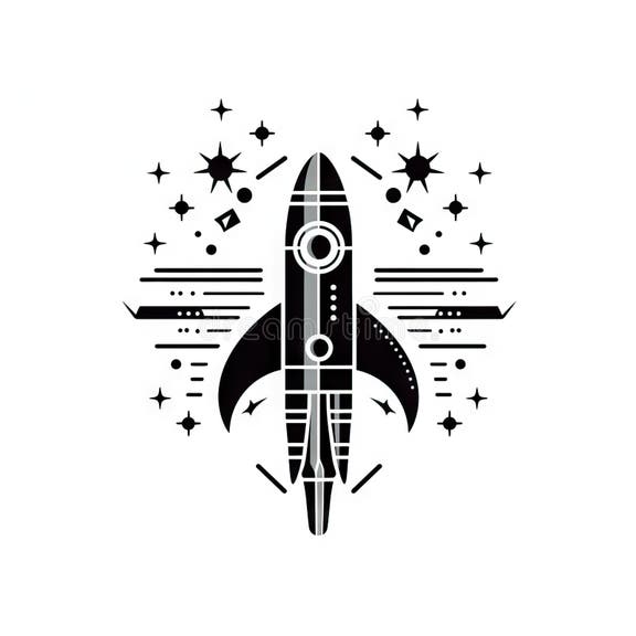Modern Geometric Rocket Icon on White Background AI Generated Stock ...