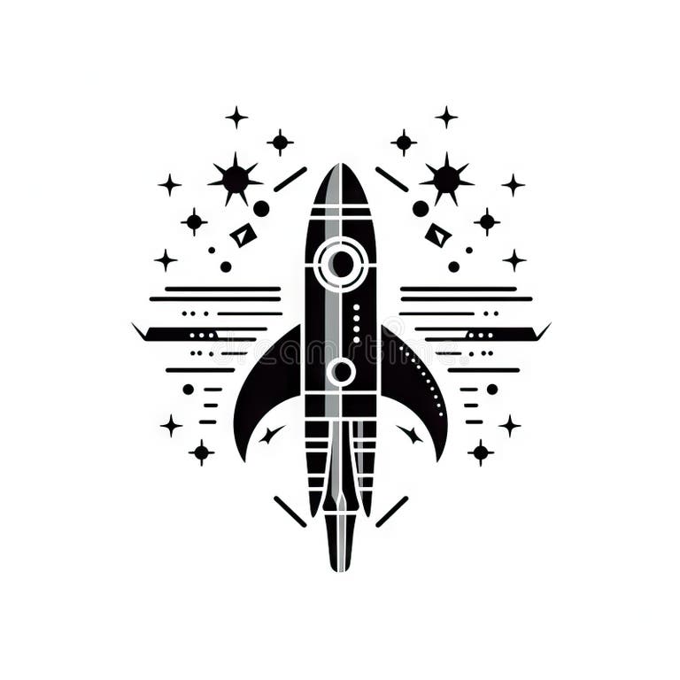 Modern Geometric Rocket Icon on White Background AI Generated Stock ...