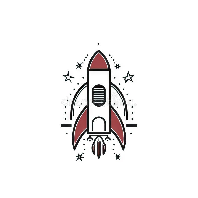 Modern Geometric Rocket Icon on White Background AI Generated Stock ...