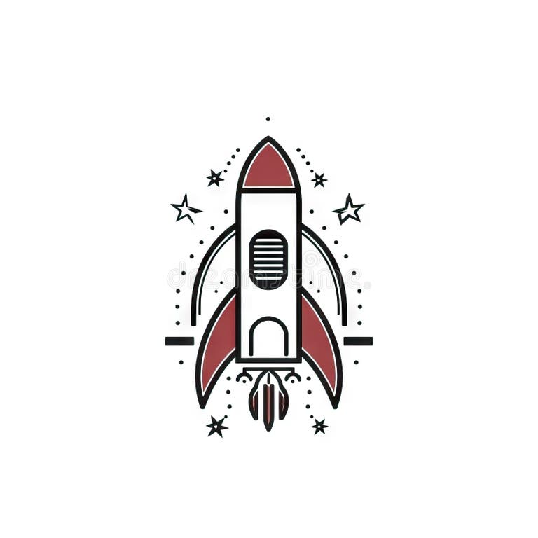 Modern Geometric Rocket Icon on White Background AI Generated Stock ...