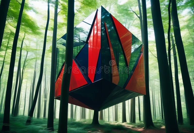 Modern, Geometric Sculpture Made of Red and Black Metal Stock ...