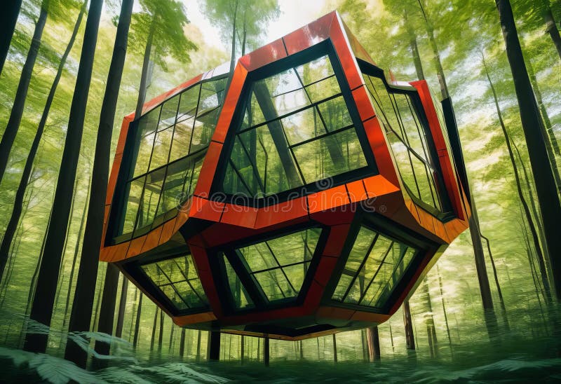Modern, Geometric Sculpture Made of Red and Black Metal Stock ...