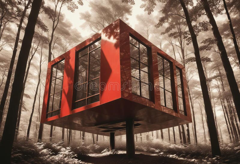 Modern, Geometric Sculpture Made of Red and Black Metal Stock ...