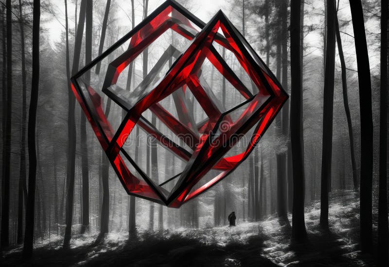 Modern, Geometric Sculpture Made of Red and Black Metal Stock ...