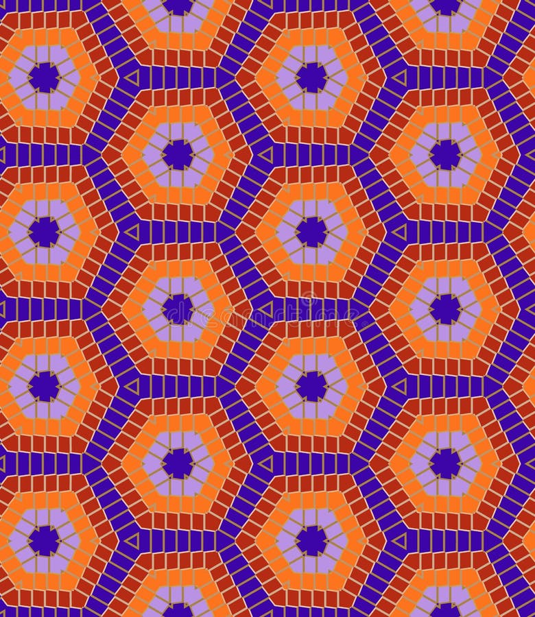 Modern Geometric Seamless Pattern in Red, Orange and Blue Colors Stock ...