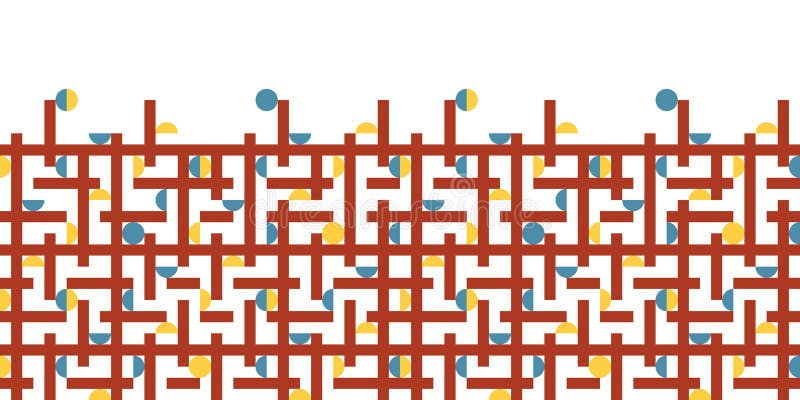 Modern Geometric Seamless Vector Pattern Border with Red Rectangular ...