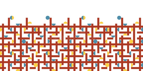 Modern Geometric Seamless Vector Pattern Border with Red Rectangular ...