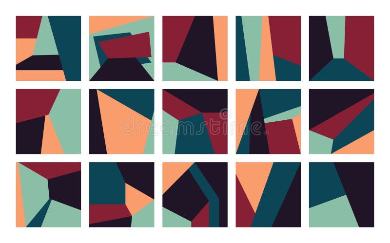 Modern Geometric Sharp Shapes. Abstract Bauhaus Bold Square Elements ...