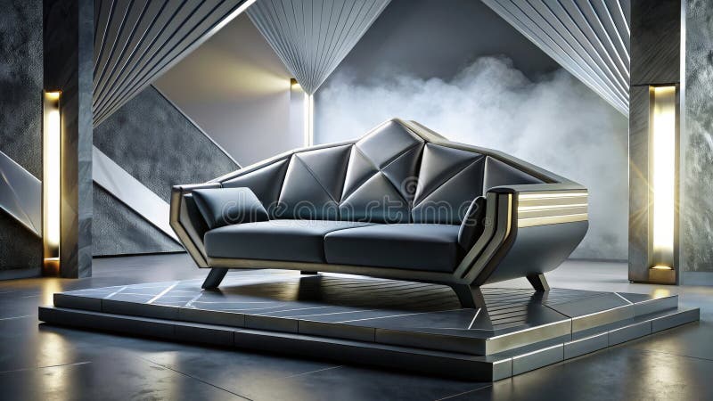 Modern Geometric Sofa Design in a Stylish Room with Dramatic Lighting ...