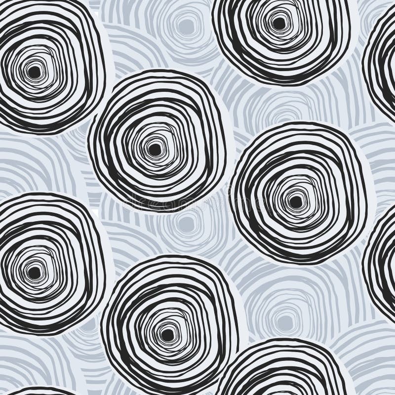 Modern Geometric Spirals Seamless Pattern. Creative Hand Drawn Curved ...