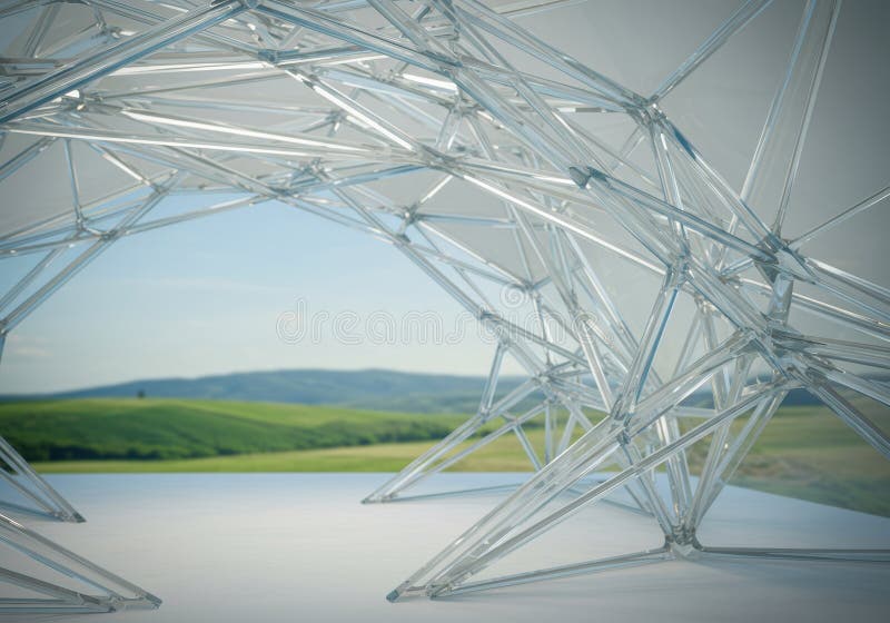 Modern Geometric Structure with Landscape Backdrop Capturing ...