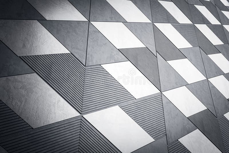 A Modern Geometric Wall Pattern in Grayscale with a Combination of ...