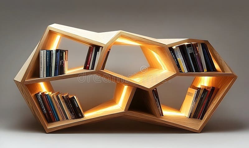 Modern Geometric Bookshelf stock illustration. Illustration of stylish ...