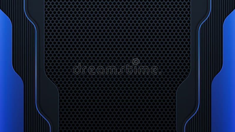 Modern Geometry Shapes Black Lines with Blue Borders on Dark Background ...