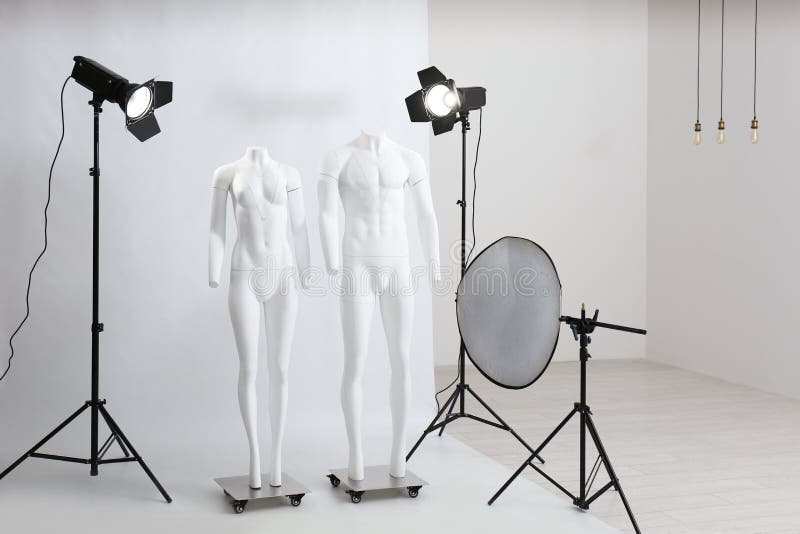Modern Ghost Mannequins in Photo Studio Stock Image - Image of apparel ...
