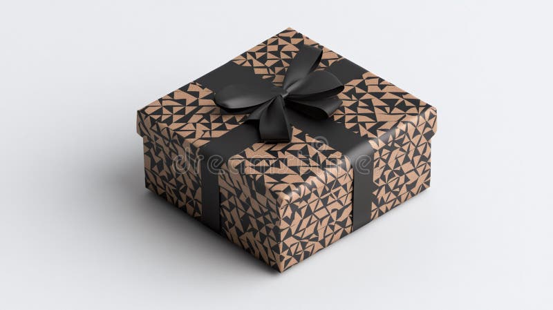 A Modern Gift Box with Metallic Wrapping Paper and Geometric Patterns ...
