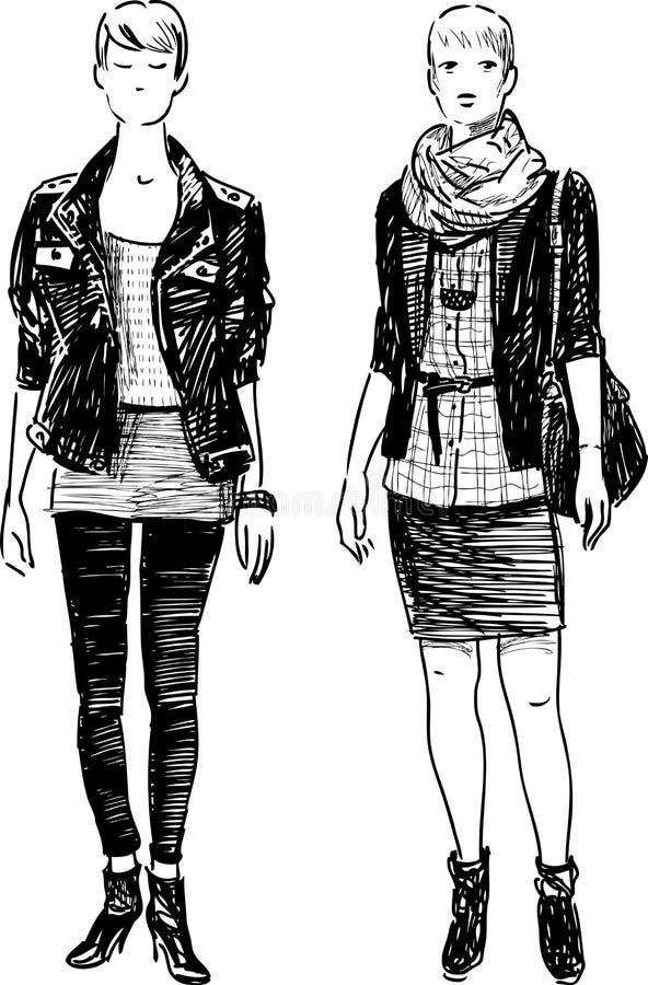 Modern girls stock vector. Illustration of beauty, white - 46426575