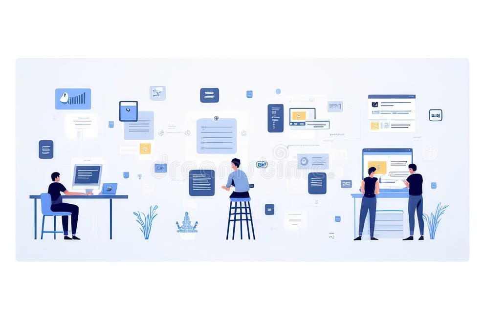 Modern Git Hosting and Technology Showcase Stock Illustration ...