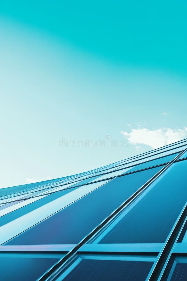Modern Glass Architecture with Blue Sky and Reflection Elements Stock ...