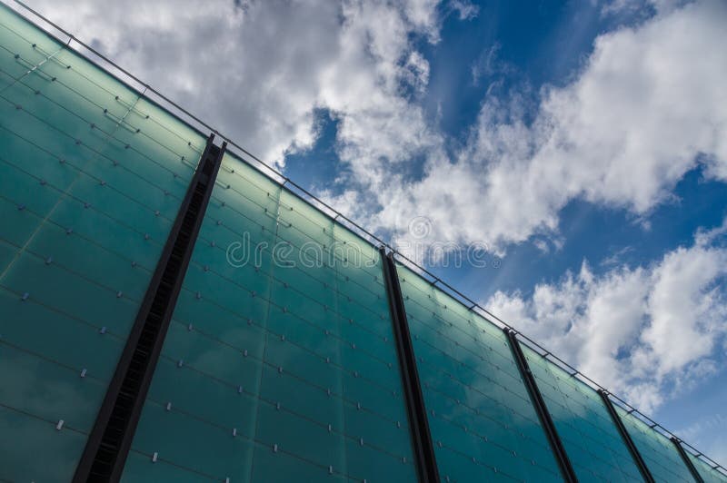 Modern Glass Architecture Building Cloudscape Diagonal View Stock Image ...
