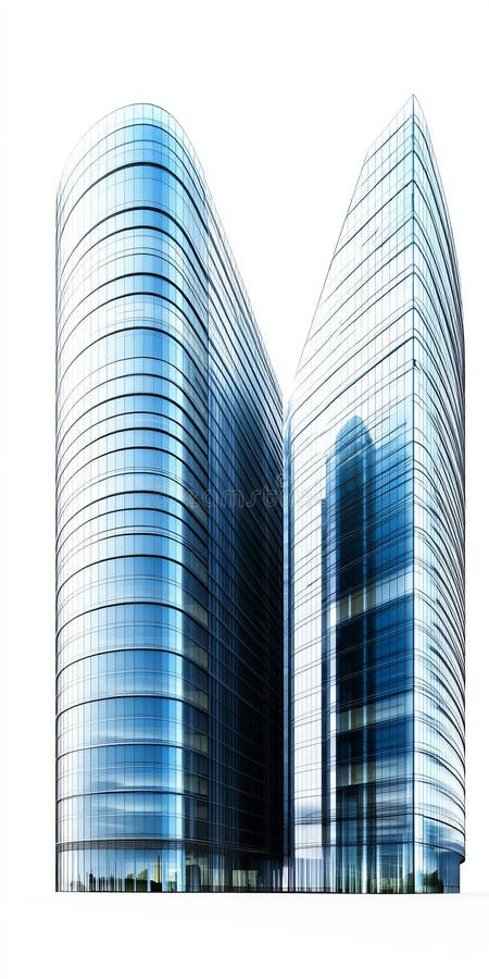 Modern Glass Architecture Design with Two Towering Structures Stock ...