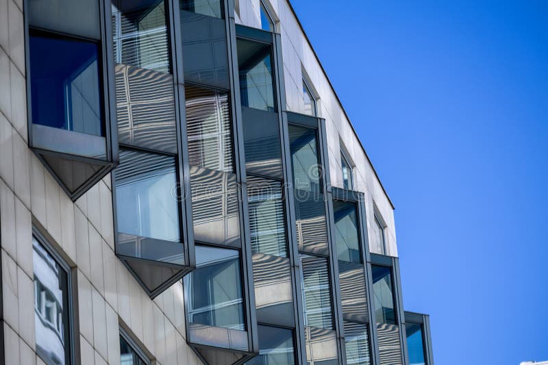 Modern Glass Architecture and Window Reflections in Warsaw Stock Photo ...