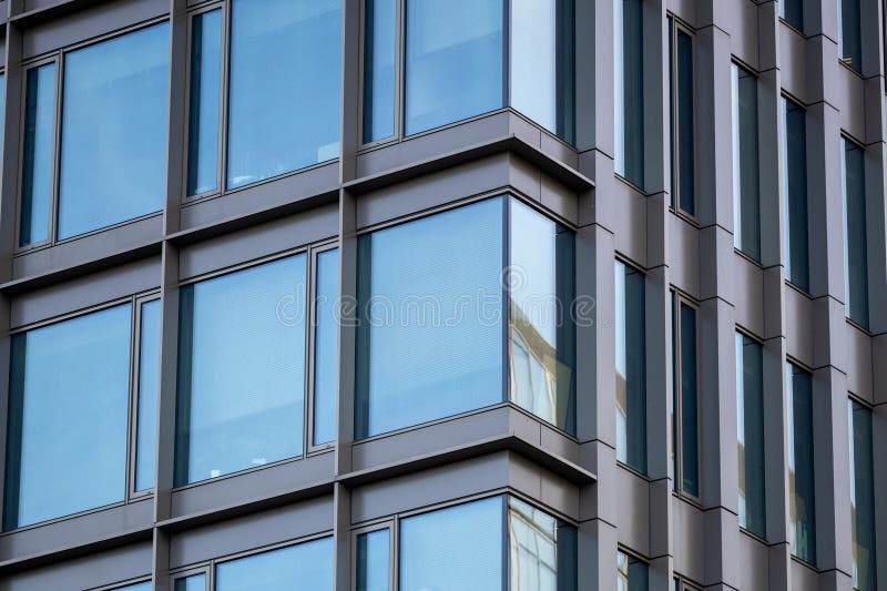 Modern Glass Architecture and Window Reflections in Warsaw Stock Photo ...