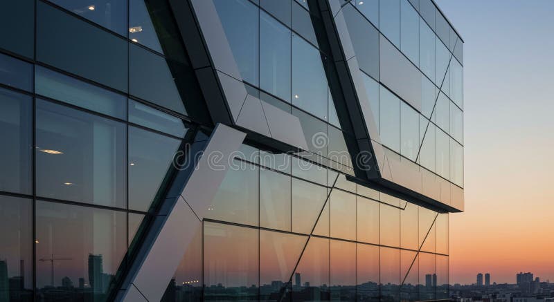 Modern Glass Building with Angular Architecture Features Large ...