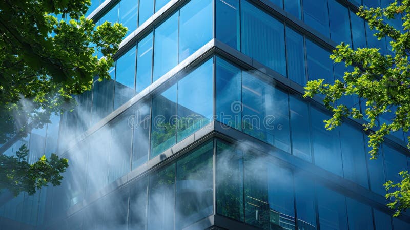 A Modern Glass Building. Bottom View Stock Image - Image of district ...