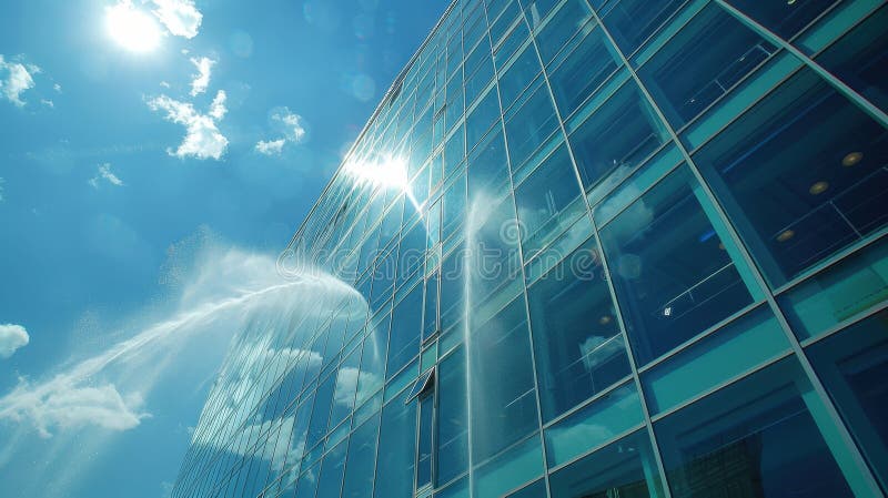 A Modern Glass Building. Bottom View Stock Image - Image of reflection ...