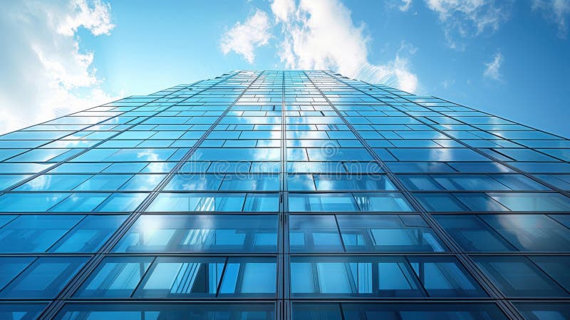 A Modern Glass Building. Bottom View Stock Image - Image of wall ...