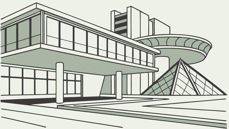 Modern Glass Building, Business Hub, Architectural Design, Vector ...