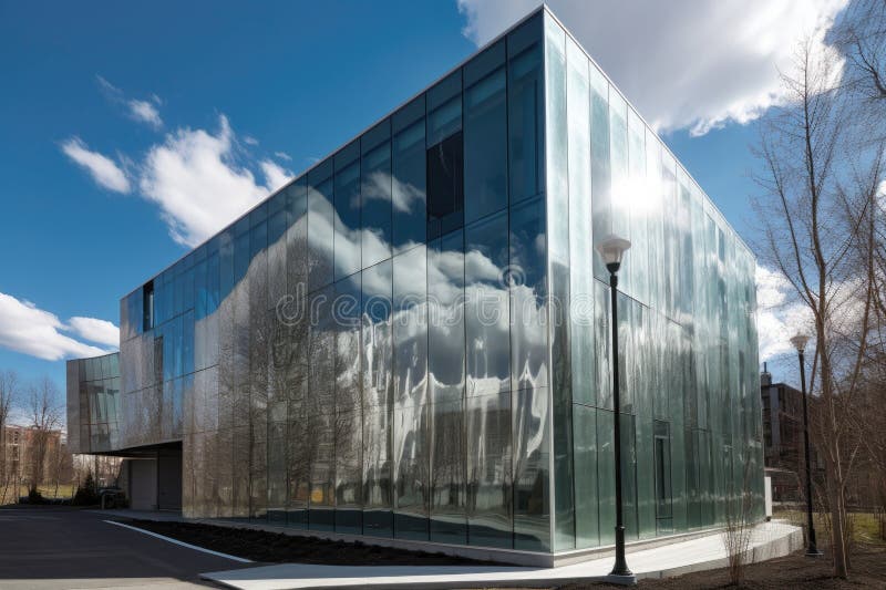 Modern Glass Building, with Dramatic Reflections and Shadows Visible ...