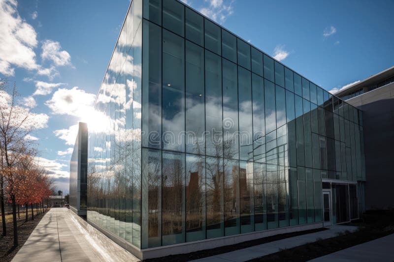 Modern Glass Building, with Dramatic Reflections and Shadows Visible ...