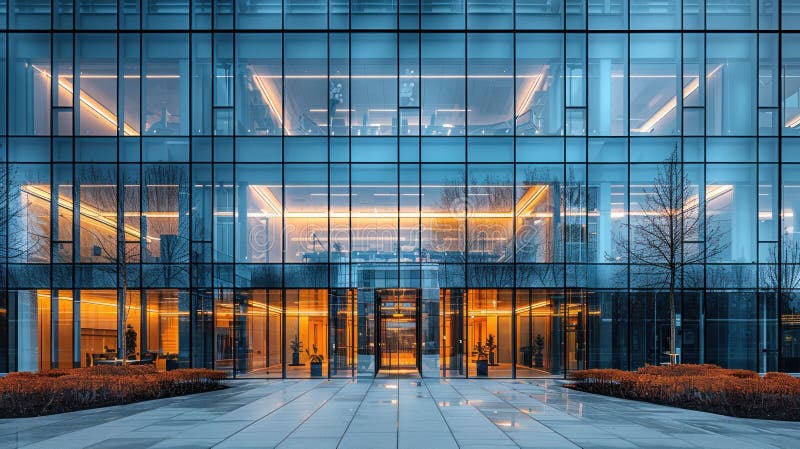 Modern Glass Building Entrance Stock Illustration - Illustration of ...