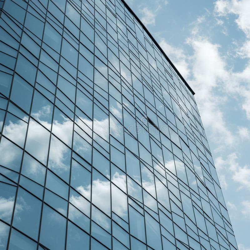 Modern Glass Building Facade Reflecting a Partly Cloudy Sky. the ...