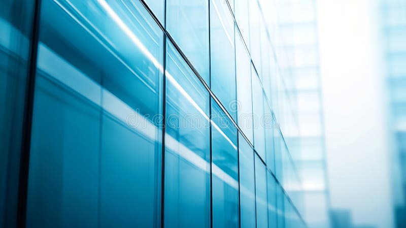 Modern Glass Building Facade with Teal Panels Stock Illustration ...