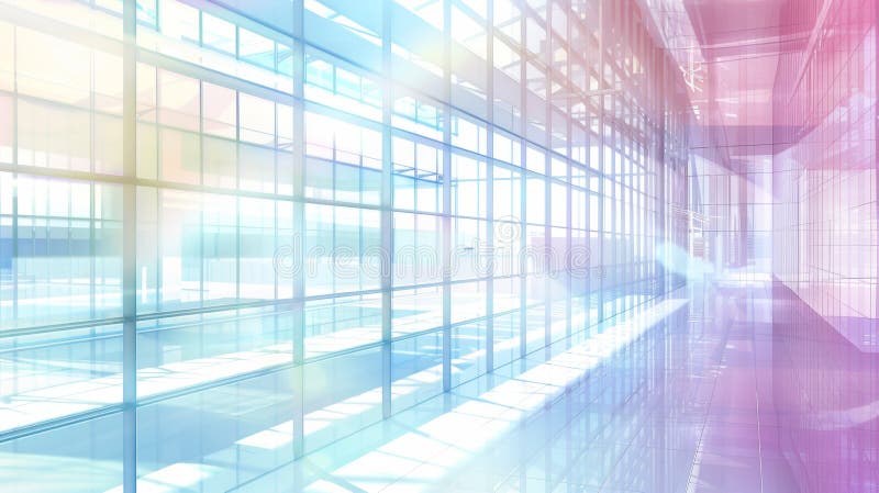 Modern Glass Building Interior with Vibrant Color Overlay Stock Photo ...