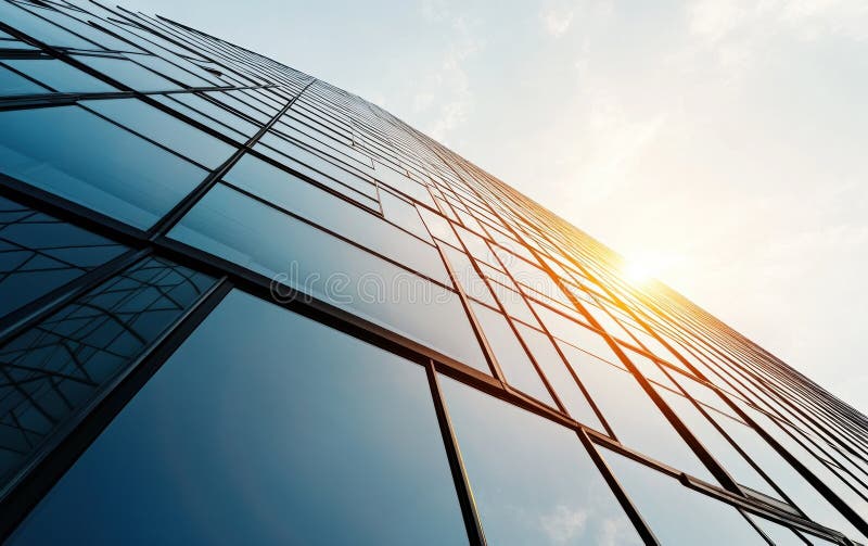 Modern Glass Building Reflecting Sunlight Stock Illustration ...